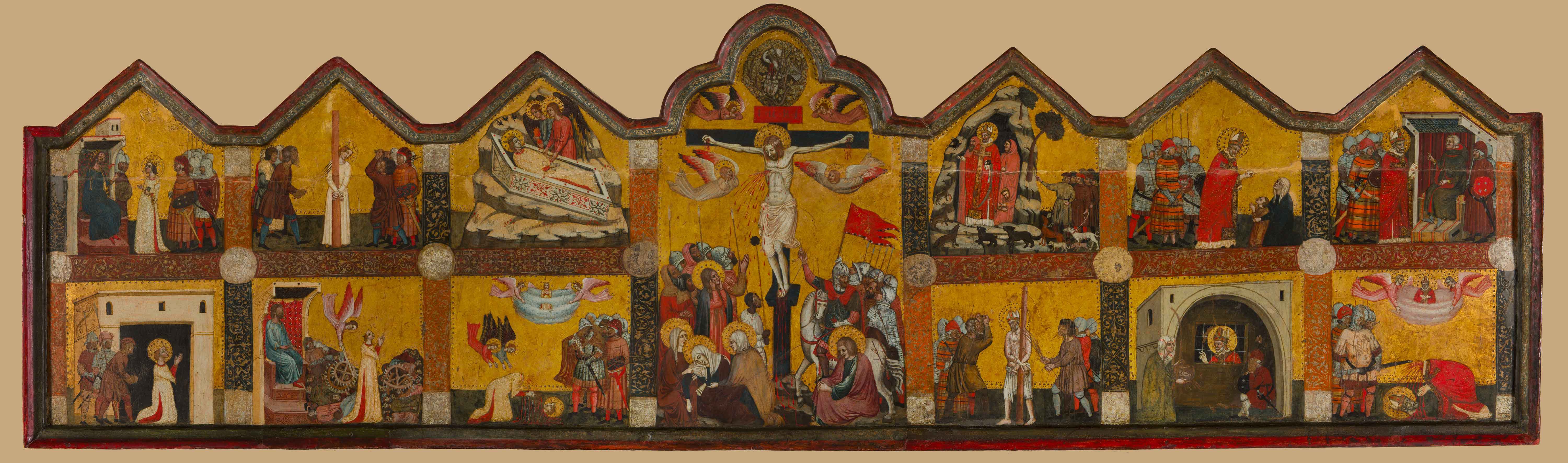 Dossal with Crucifixion and Stories of Saints Blaise and Catherine of ...